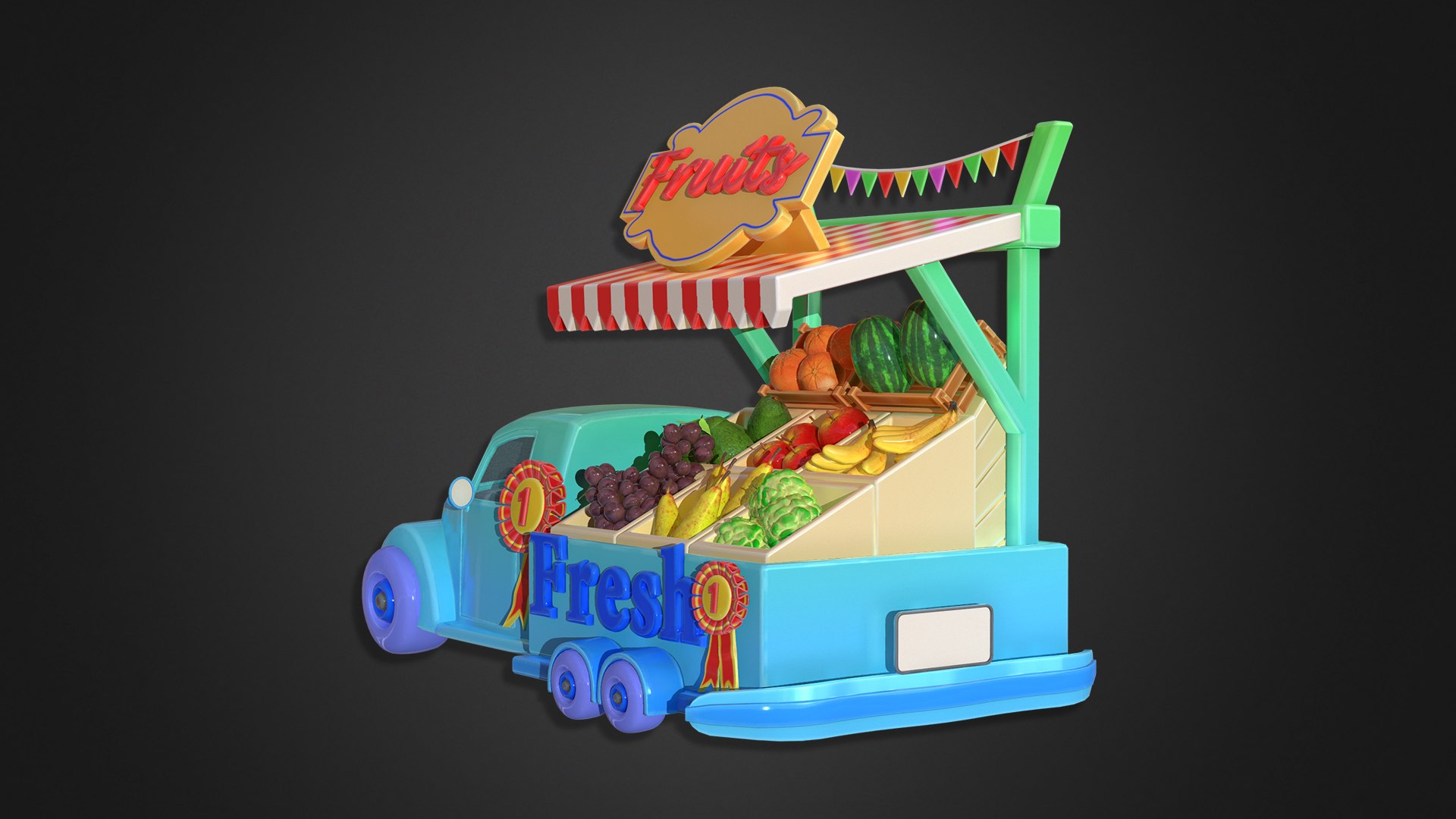 Asset - Cartoons - Food Car - Fresh Fruits Car 3D Model - TurboSquid ...