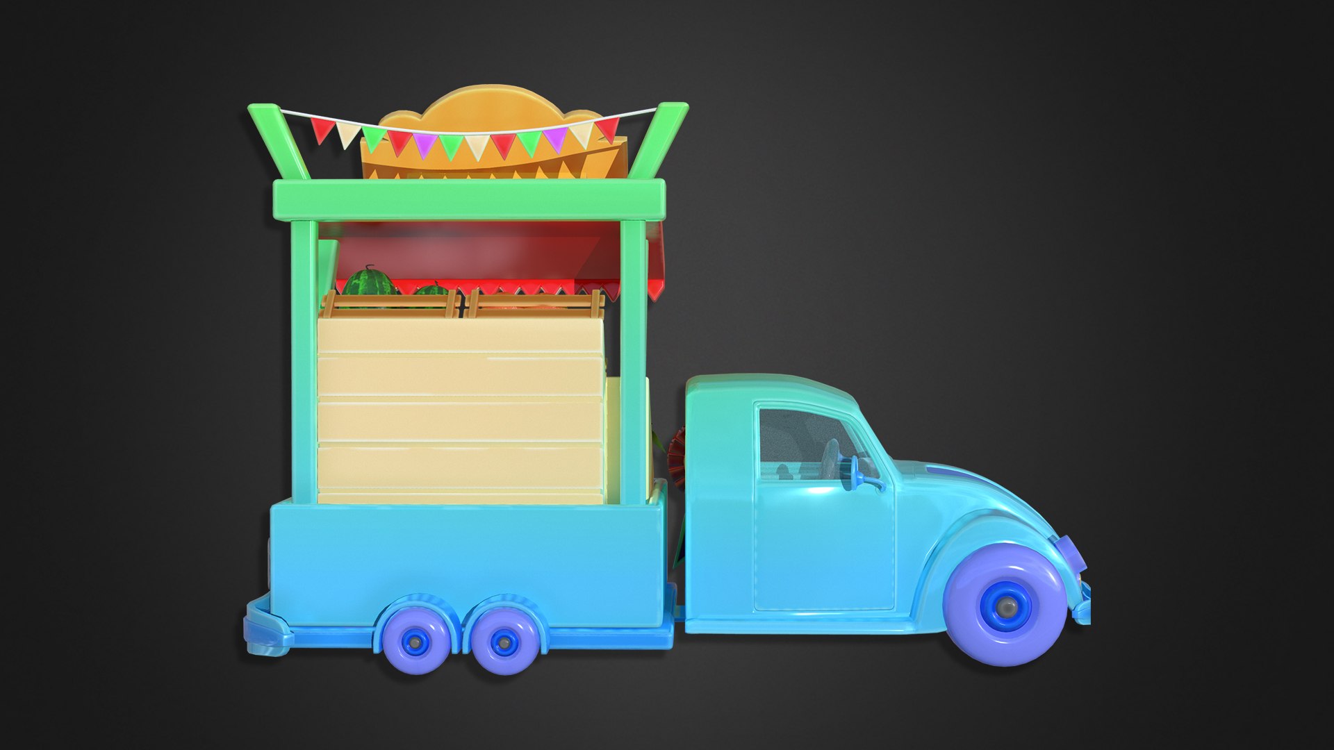 Asset - Cartoons - Food Car - Fresh Fruits Car 3D model - TurboSquid ...