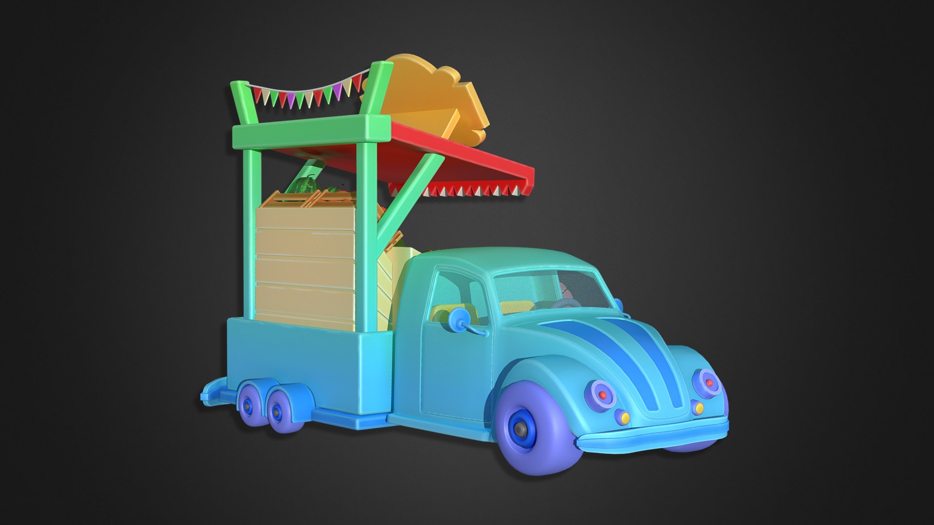 Asset - Cartoons - Food Car - Fresh Fruits Car 3D Model - TurboSquid ...