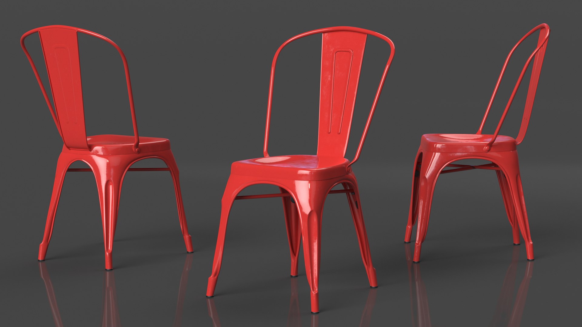 Red Stackable Chair Model - TurboSquid 2041660