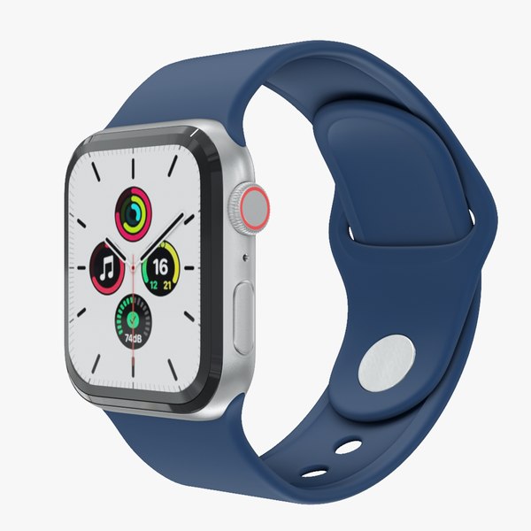 Apple Watch SE - Silver Aluminium Case with Abyss blue Sport Band 3D ...