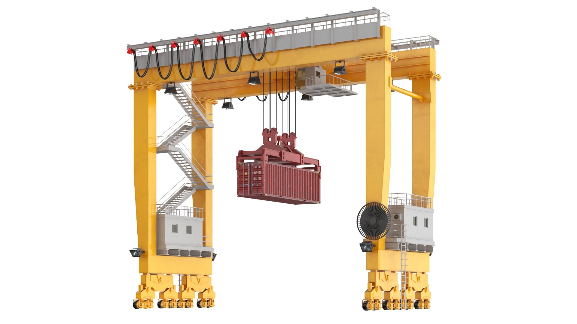 3D Two Detailed Gantry Rubber Tyred Cranes - TurboSquid 2258525