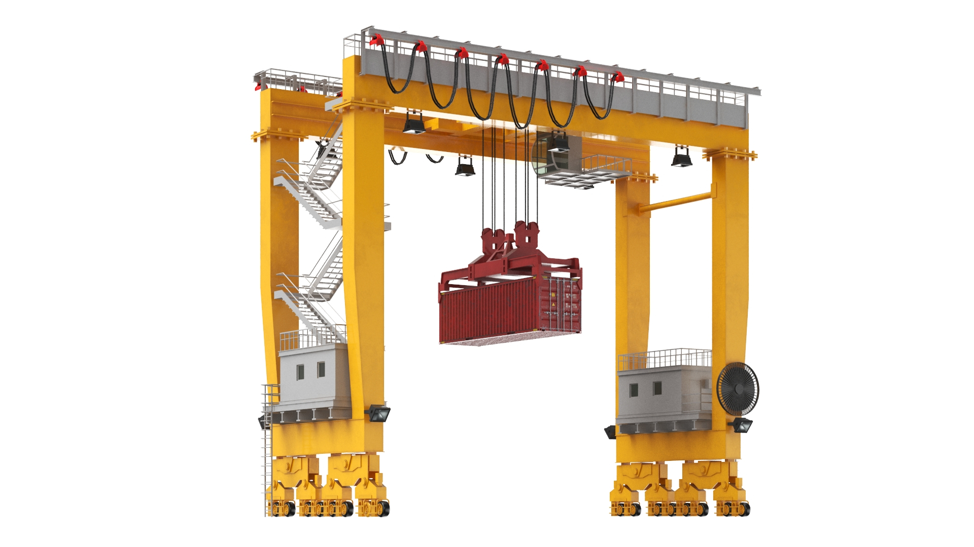 3D Two Detailed Gantry Rubber Tyred Cranes - TurboSquid 2258525