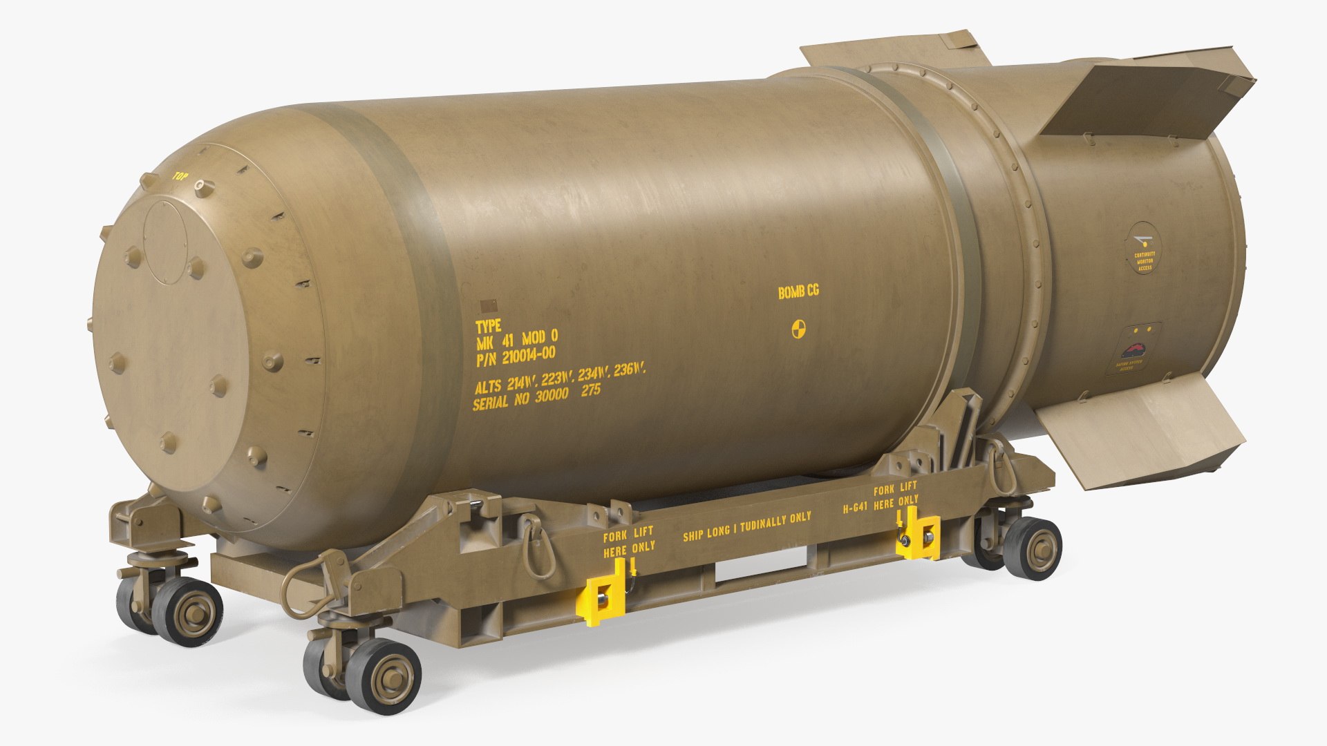 B41 Nuclear Bomb With Airplane Cart Model - TurboSquid 2241960