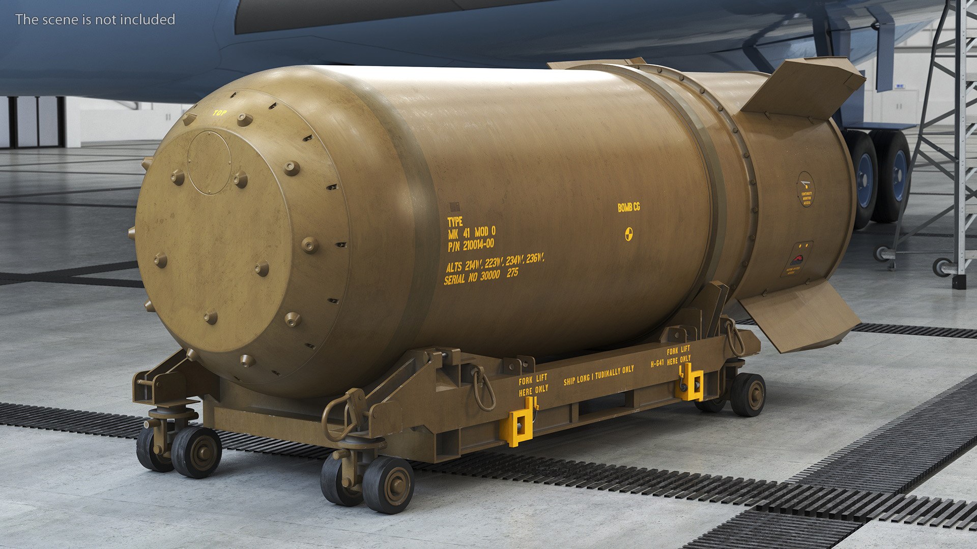 B41 Nuclear Bomb With Airplane Cart Model - TurboSquid 2241960
