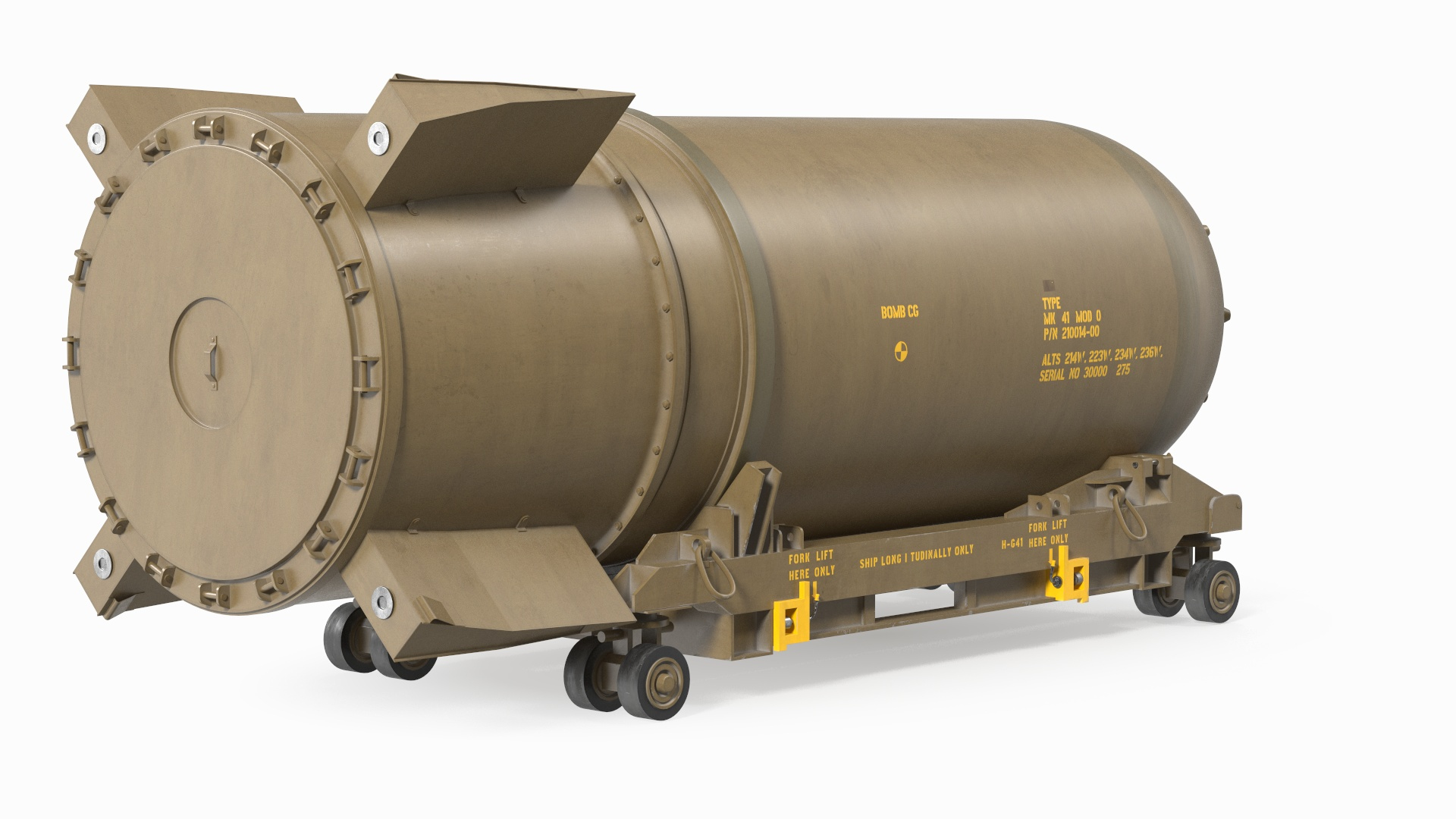 B41 Nuclear Bomb With Airplane Cart Model - TurboSquid 2241960