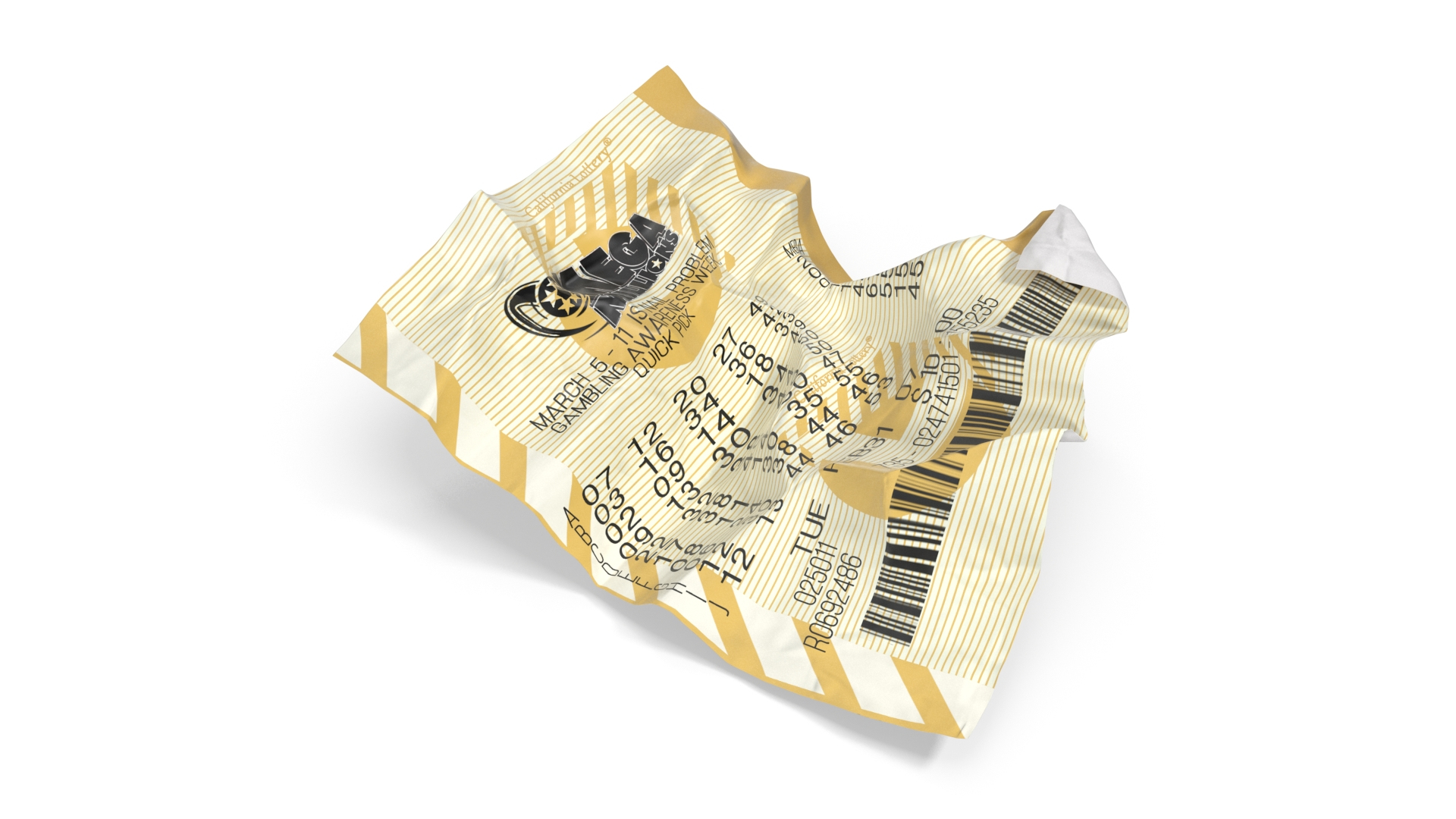3D model Crumpled Mega Millions Lottery Ticket - TurboSquid 2025453