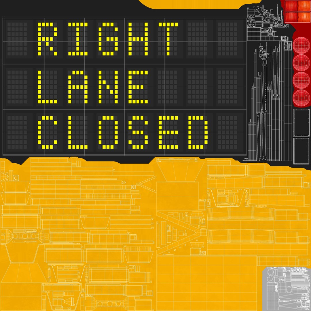 3D Detailed Electronic Change Lane Sign - TurboSquid 2236840