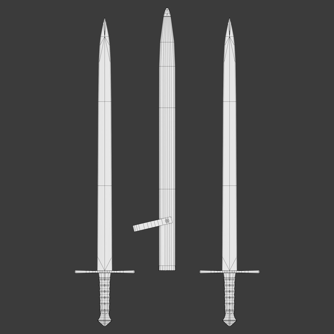 Medieval Sword 03 Low Poly Plus Old Texture And Sheath 3D Model ...