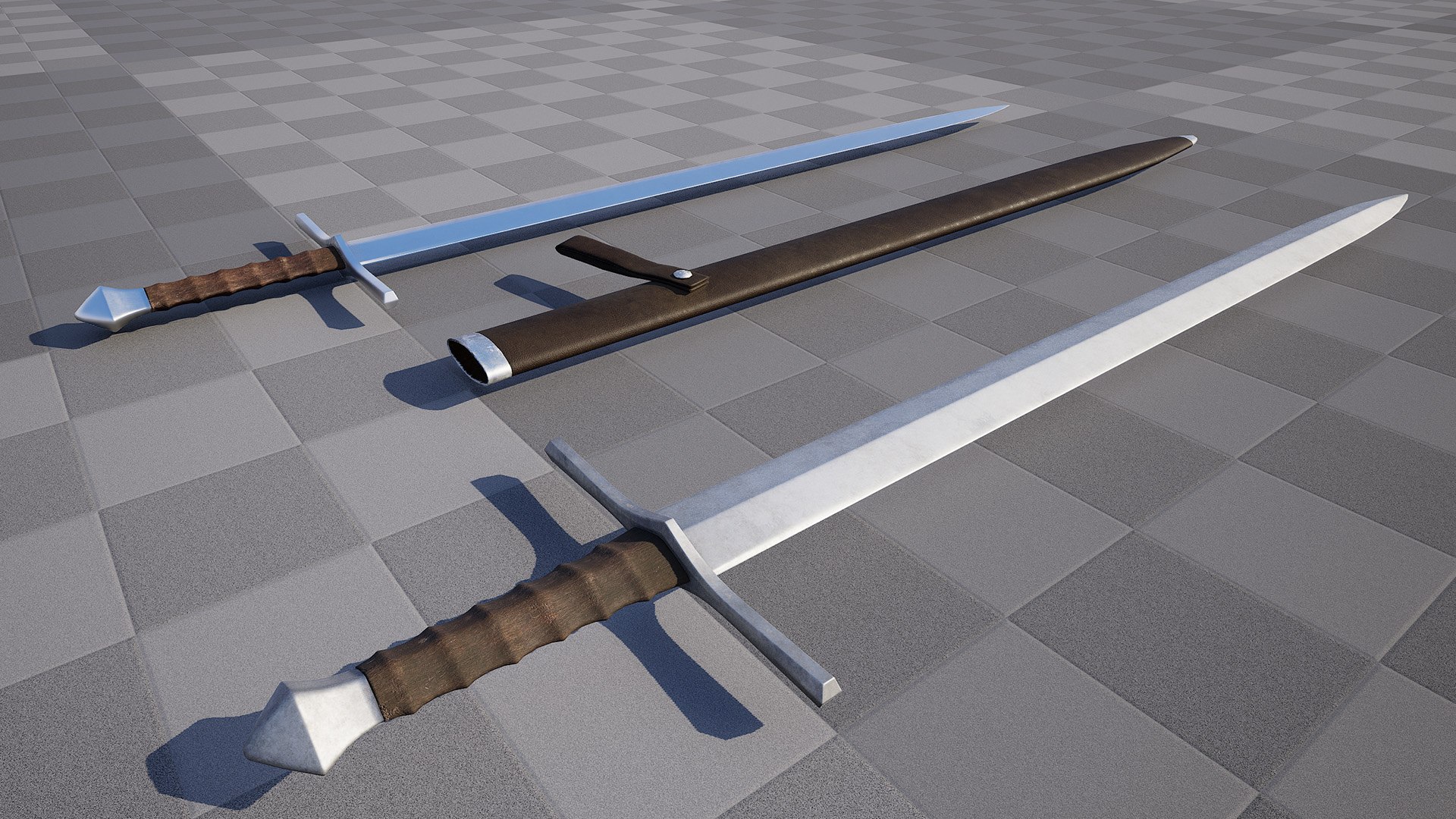 Medieval Sword 03 Low Poly Plus Old Texture And Sheath 3D Model ...