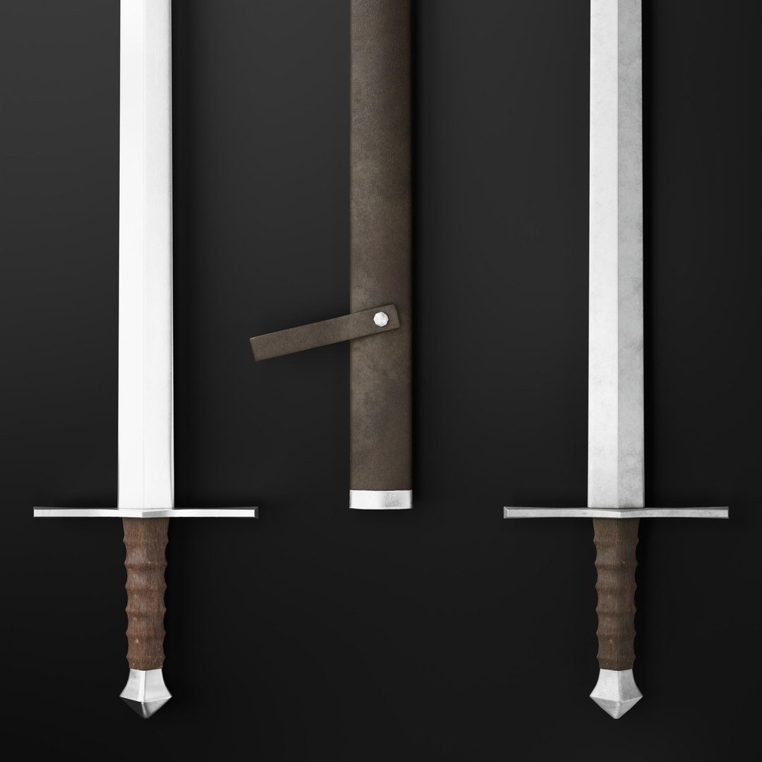 Medieval Sword 03 Low Poly Plus Old Texture And Sheath 3D Model ...