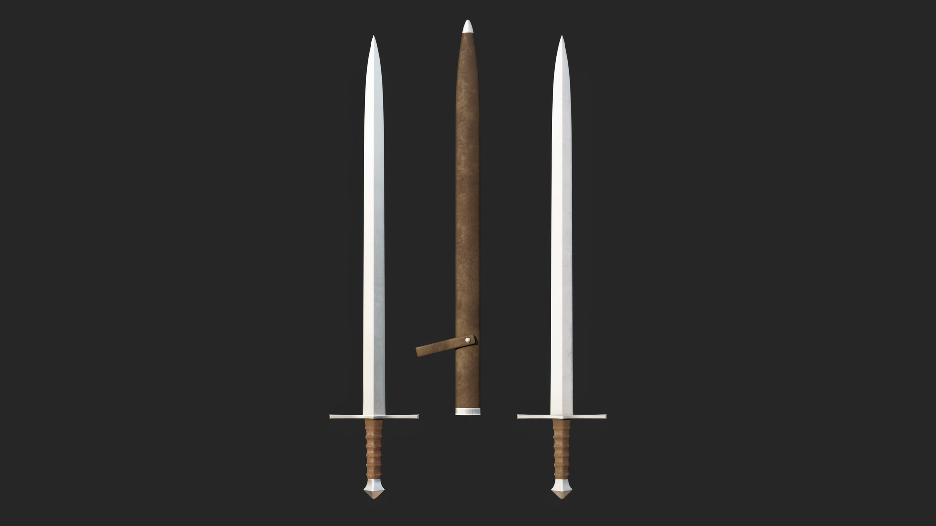 Medieval Sword 03 Low Poly Plus Old Texture And Sheath 3D Model ...