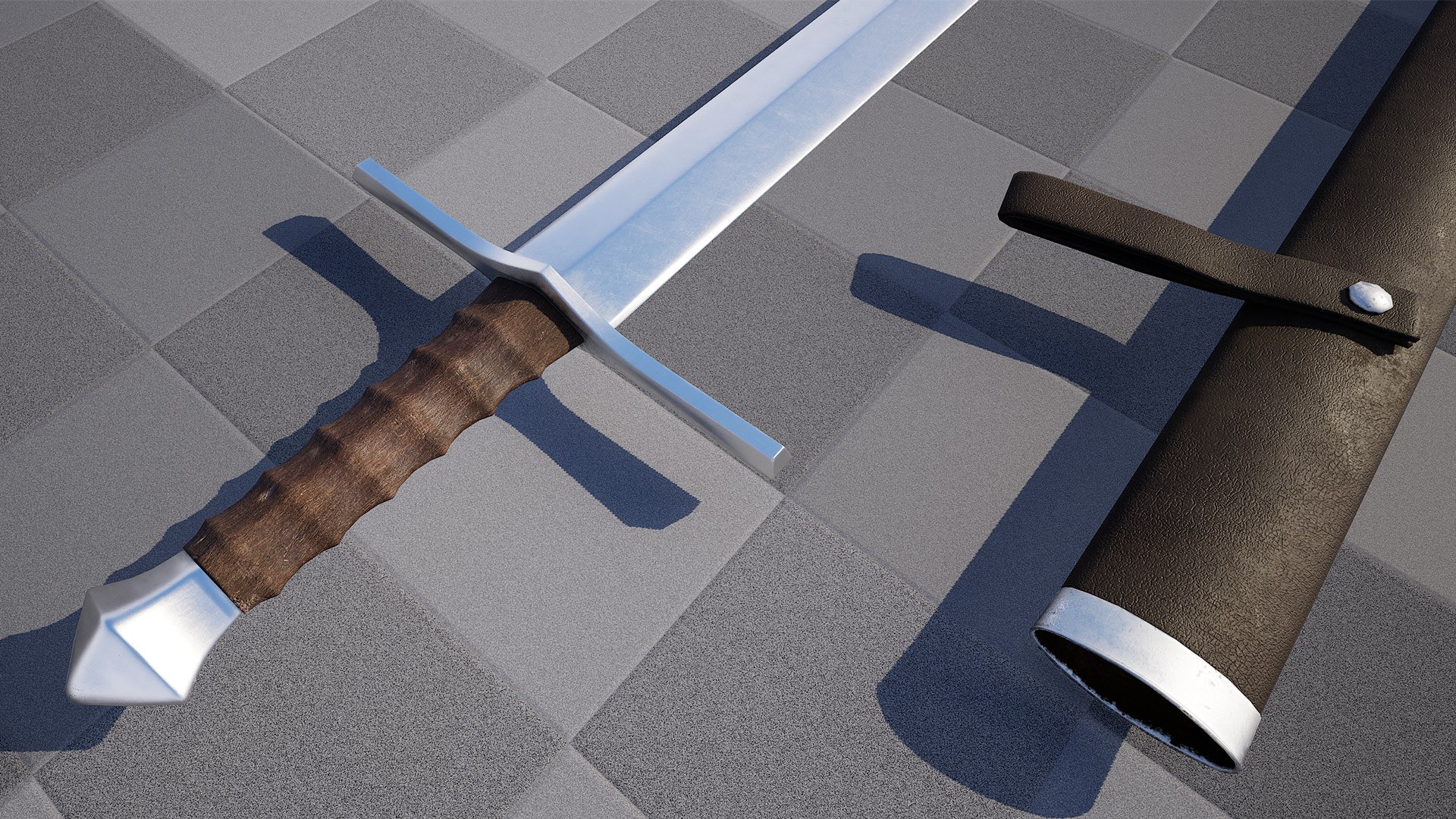 Medieval Sword 03 Low Poly Plus Old Texture And Sheath 3D Model ...