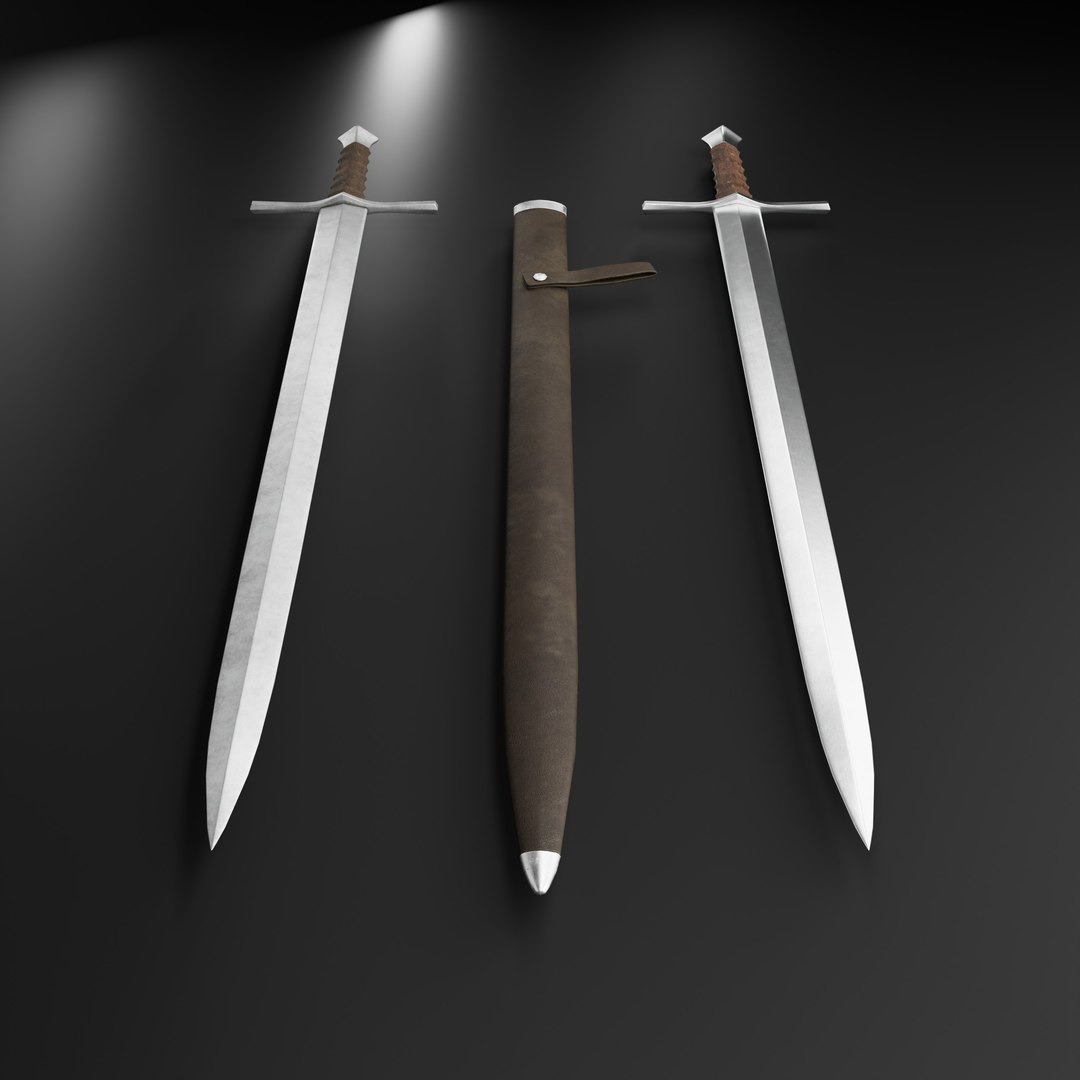 Medieval Sword 03 Low Poly Plus Old Texture And Sheath 3D Model ...
