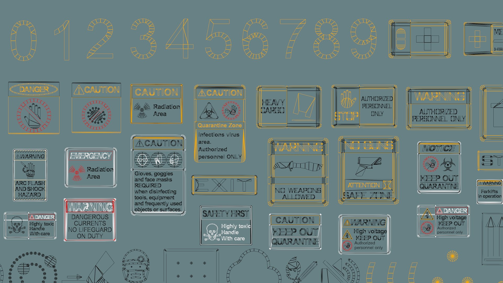 Polygon Decals - 201 Pieces - Collection 1 3D Model - TurboSquid 2339718