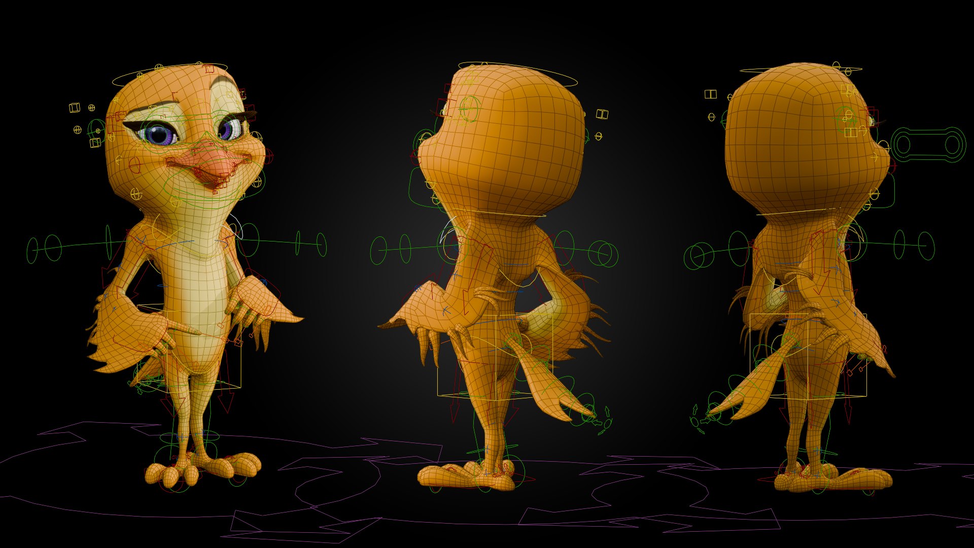 3D Cartoon Yellow Canary - Rigged Stylized Bird 7 Birds Series ...
