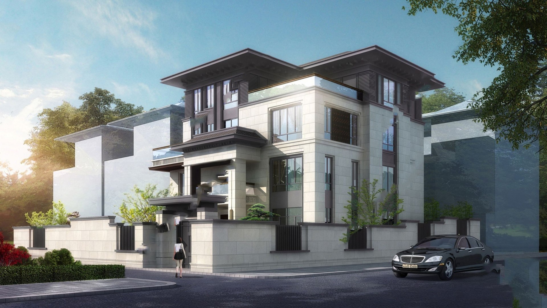 3D Modern And Minimalist New Chinese Style Single Family Villa ...
