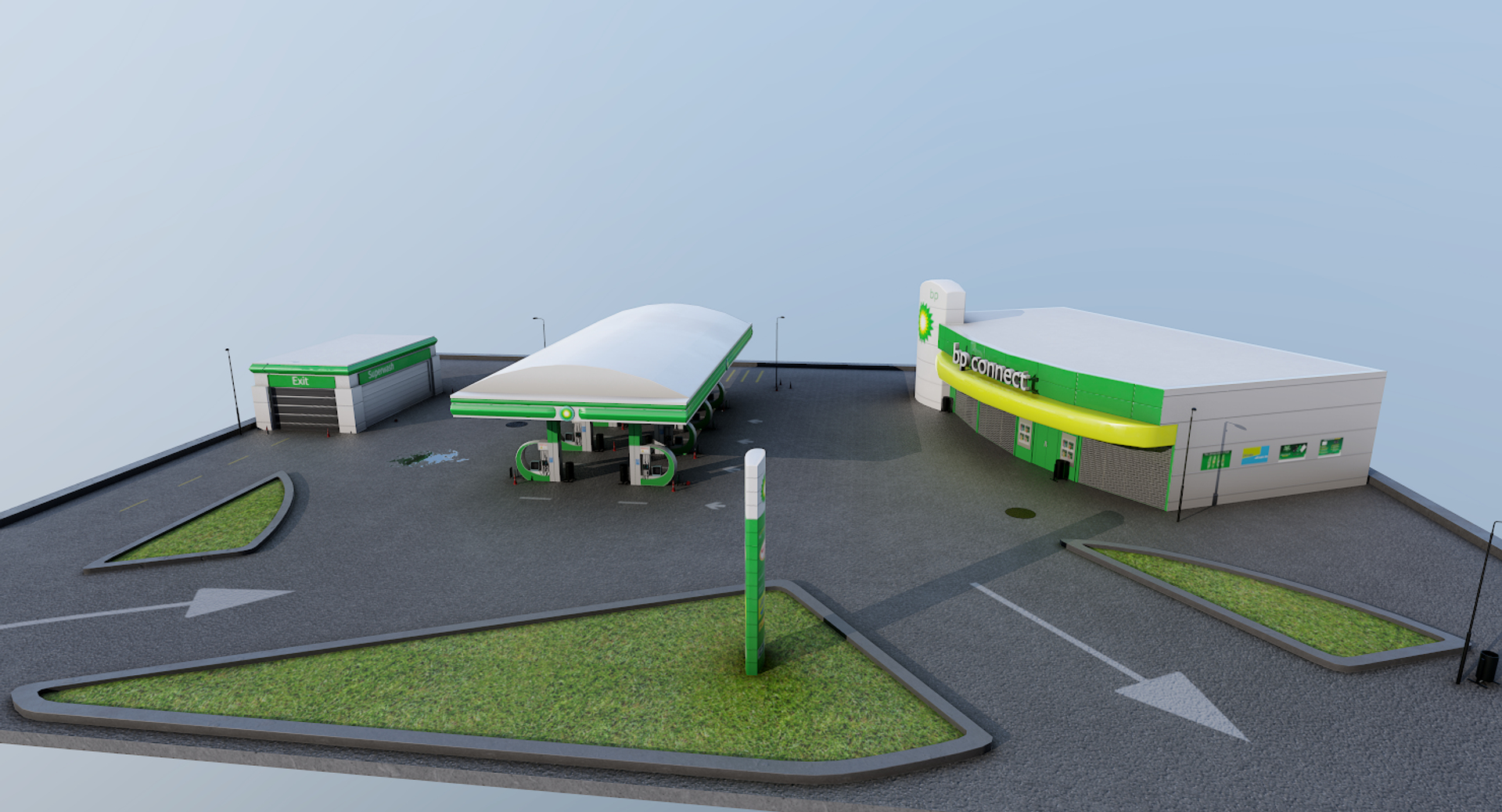 Bp Connect Gas Station Model - TurboSquid 1303178