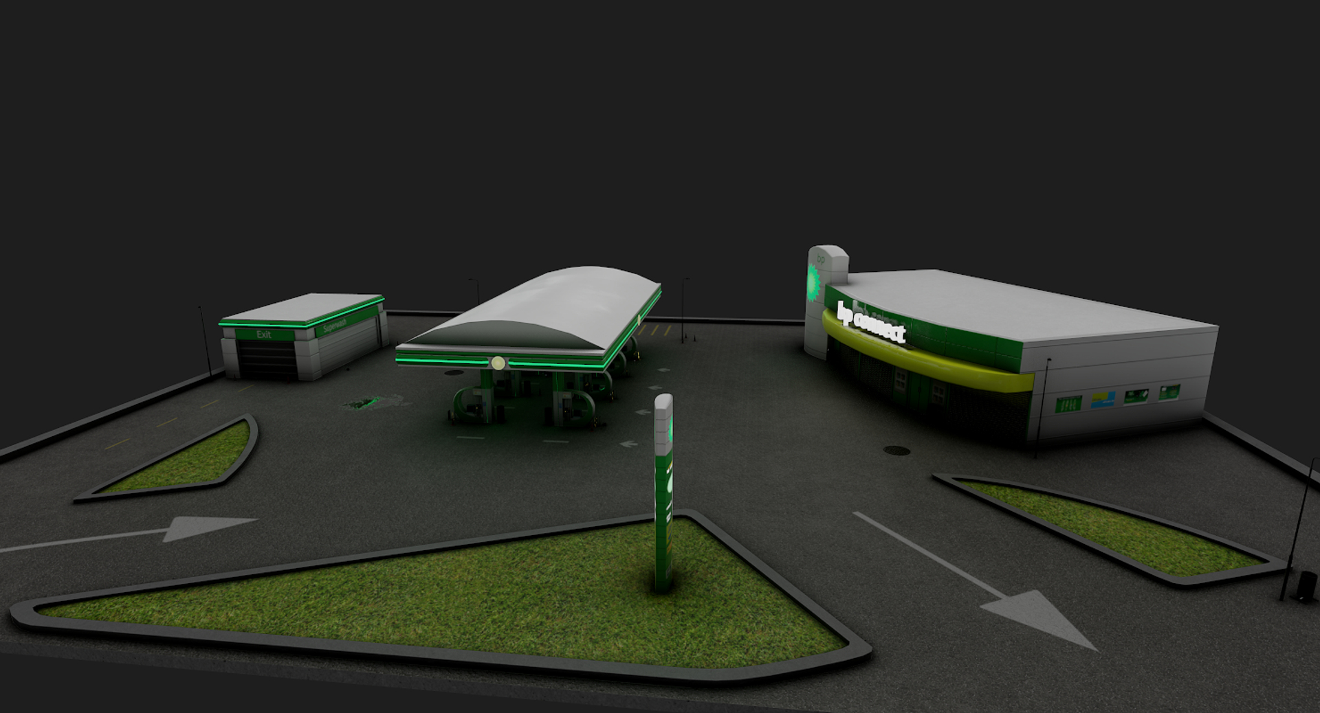 Bp Connect Gas Station Model - TurboSquid 1303178