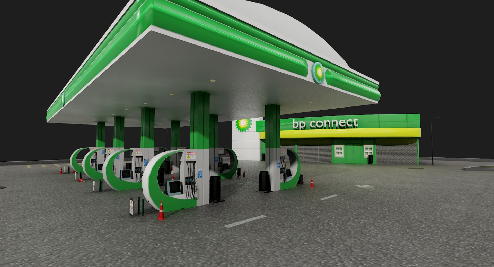 Bp Connect Gas Station Model - TurboSquid 1303178