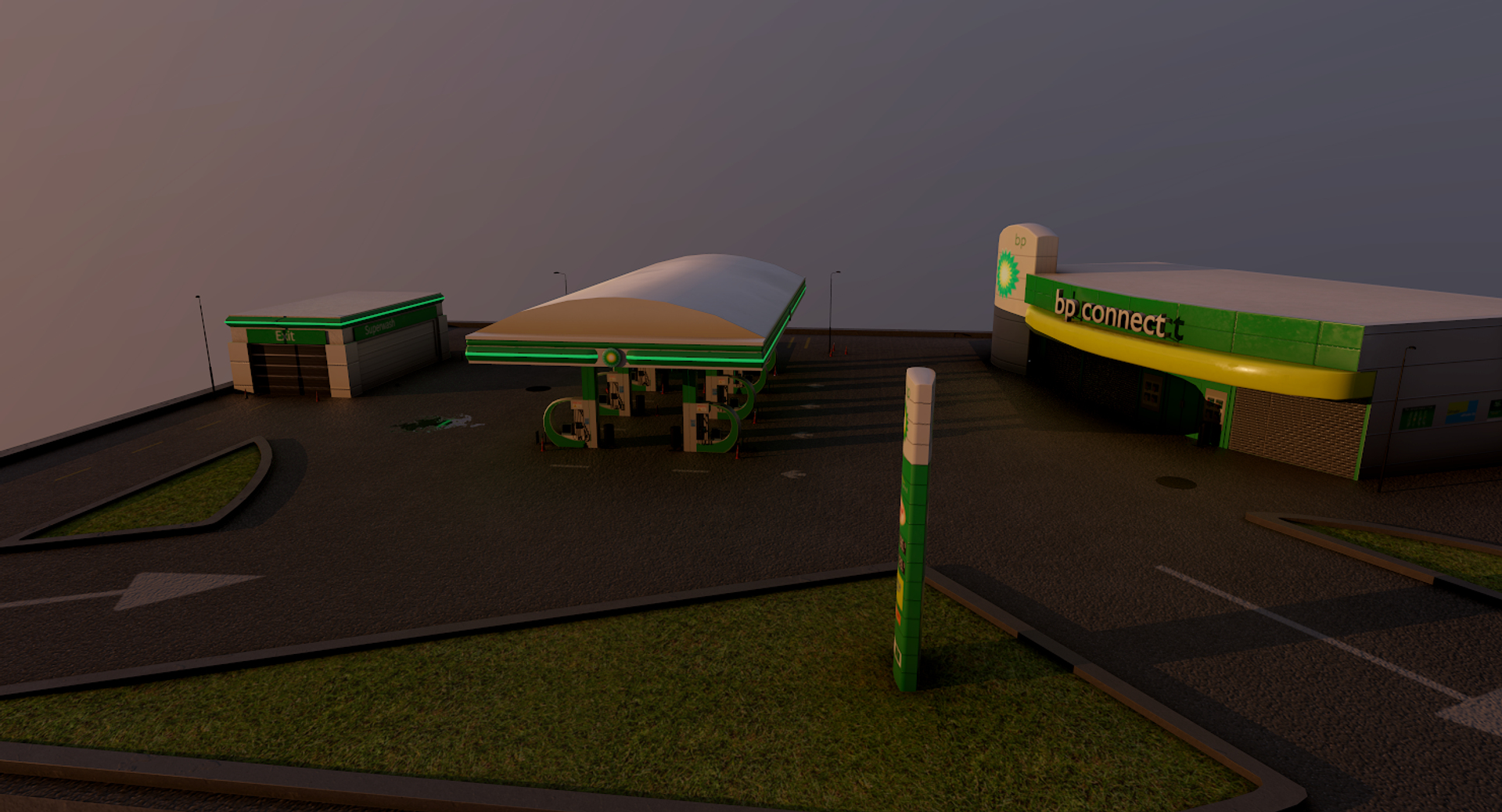 Bp Connect Gas Station Model - TurboSquid 1303178