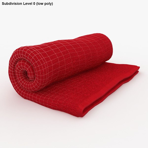 3d towel roll open red model