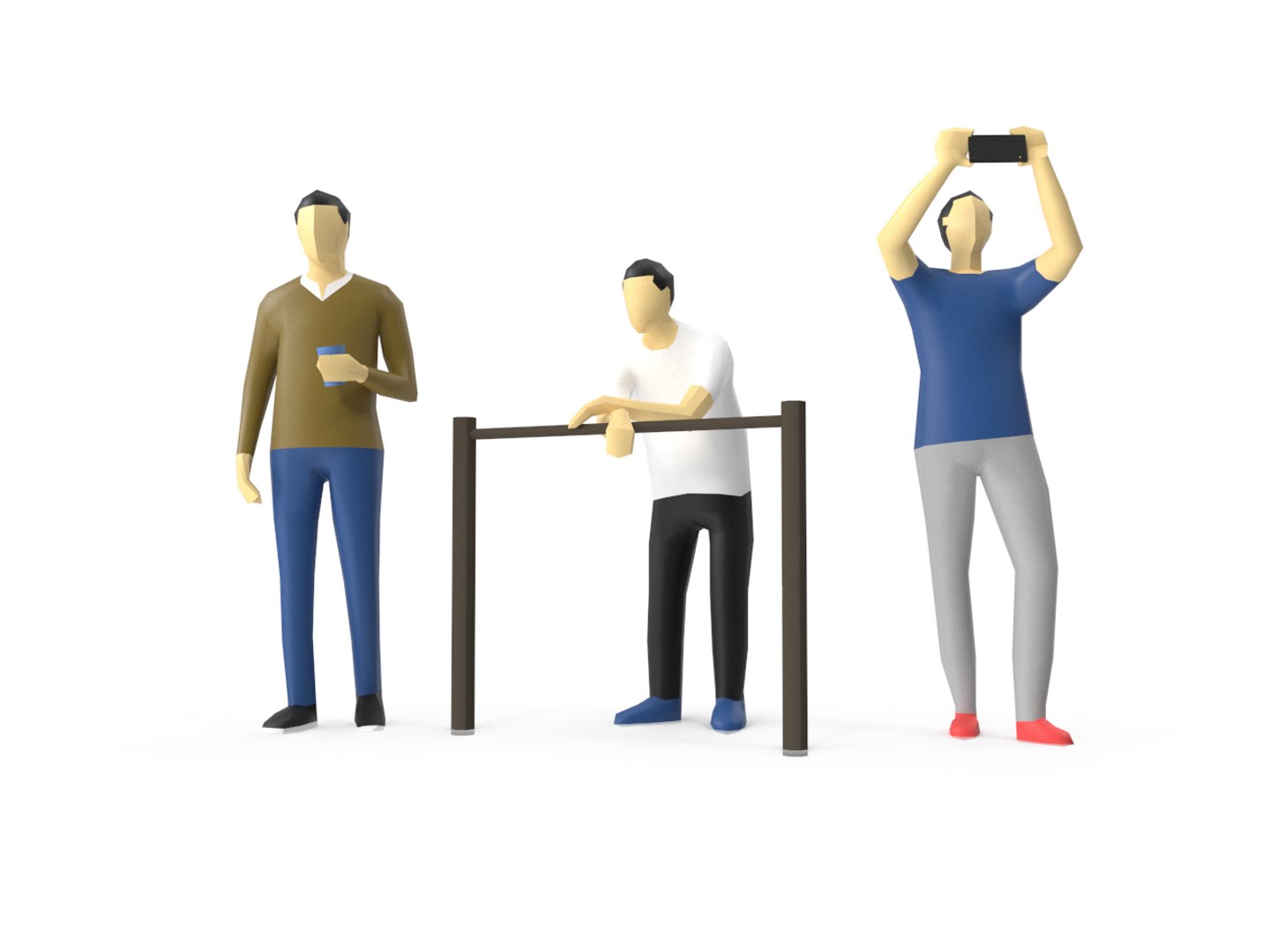 3D Low Poly Human - Standing Audience Pack - TurboSquid 1739999