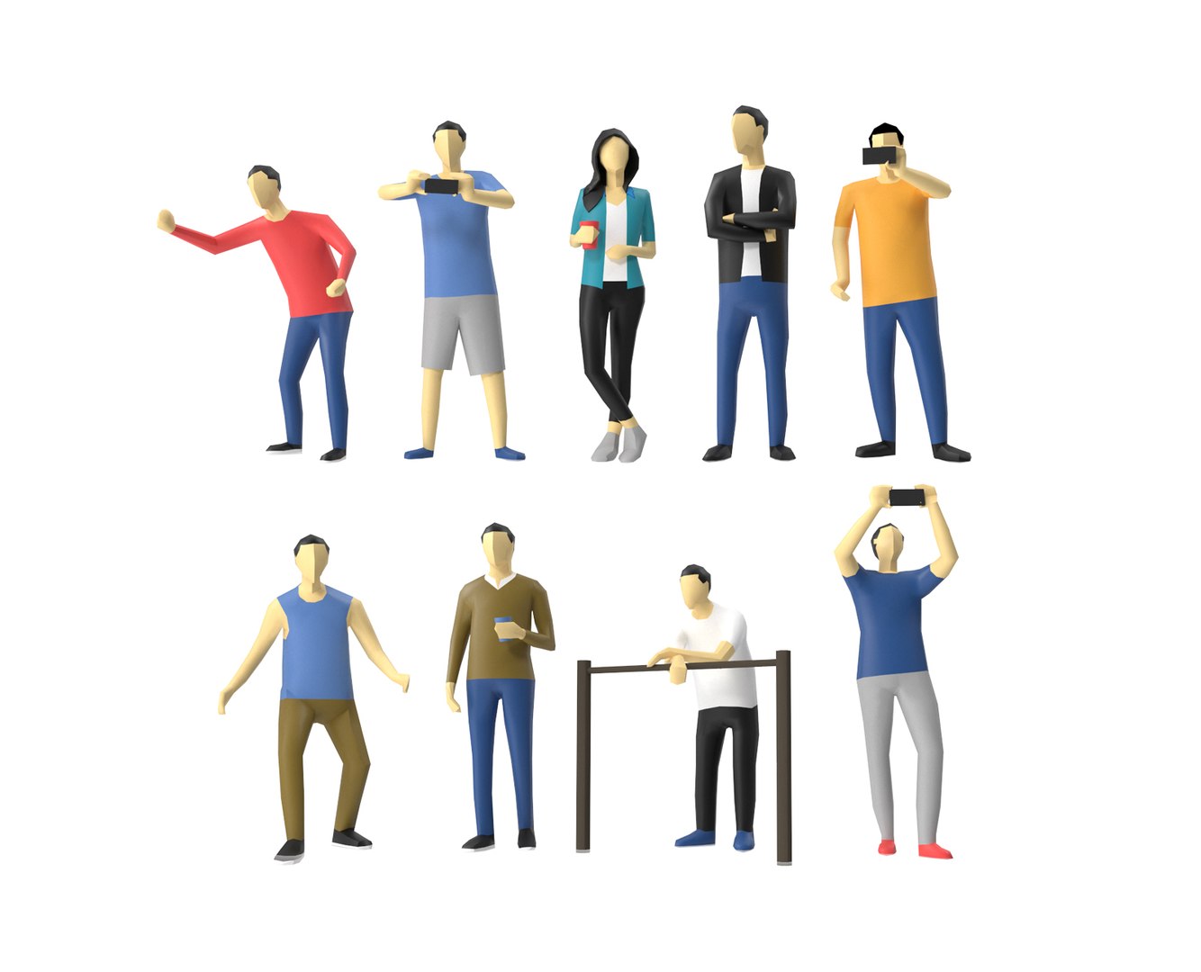 3D Low Poly Human - Standing Audience Pack - TurboSquid 1739999