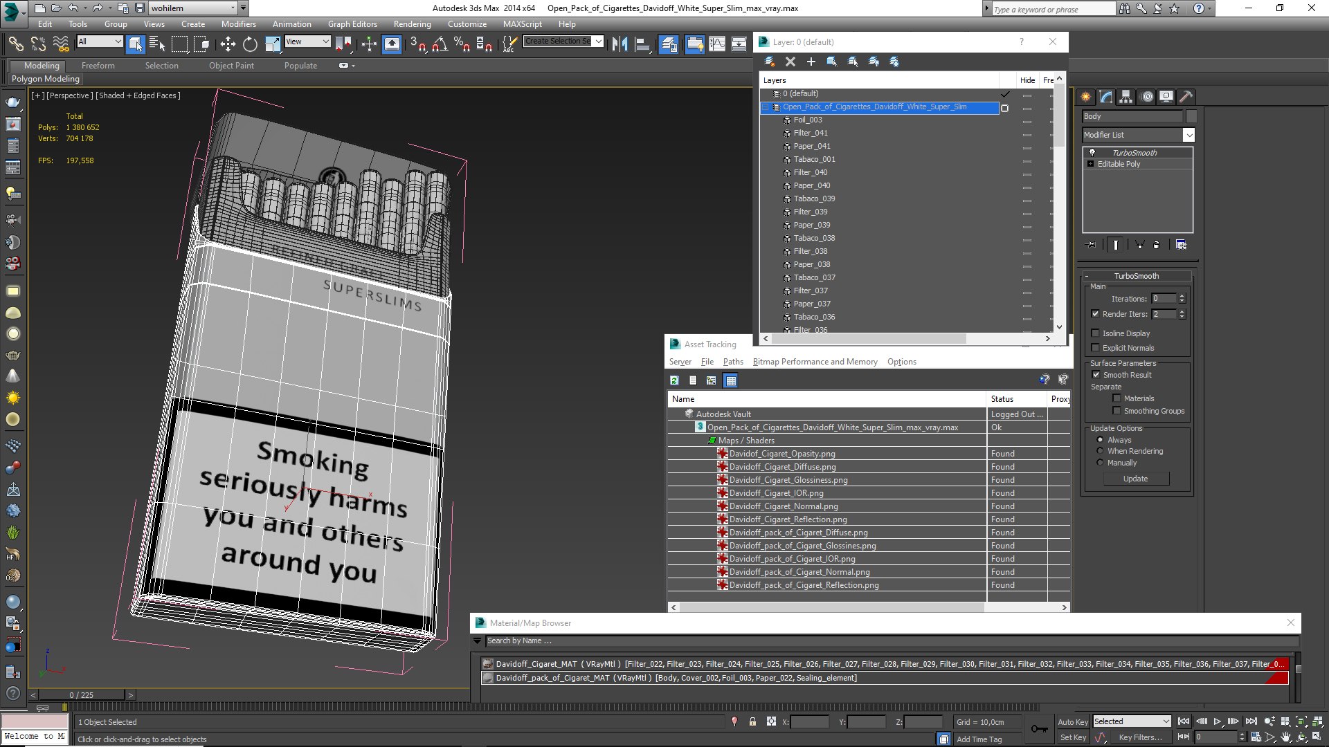 Open Pack Of Cigarettes Davidoff White Super Slim Model - TurboSquid ...