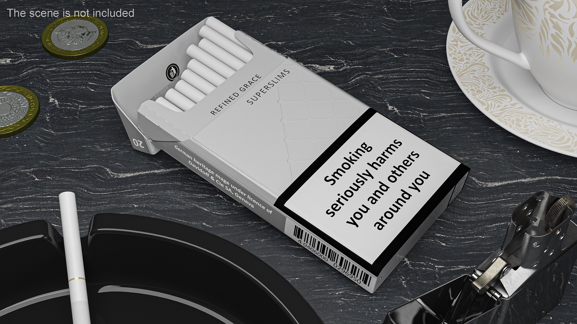 Open Pack Of Cigarettes Davidoff White Super Slim Model - TurboSquid ...