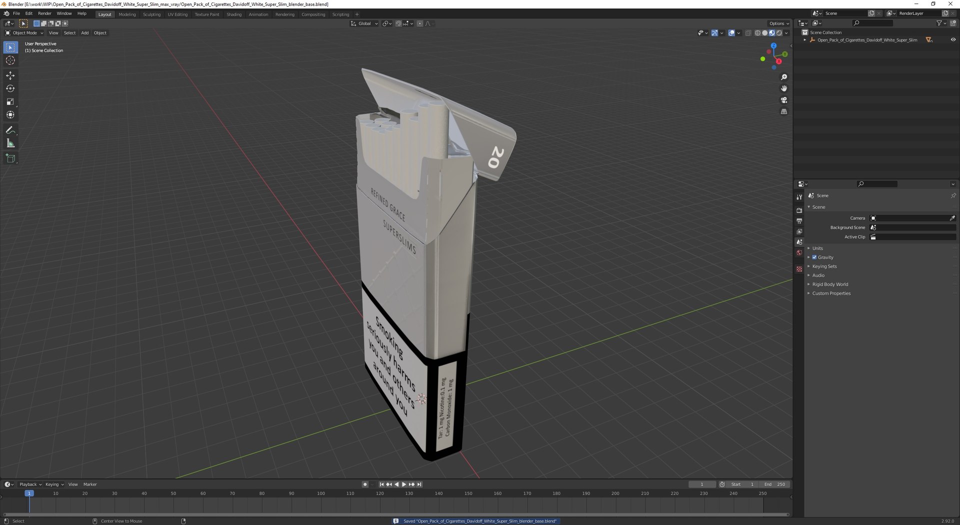 Open Pack Of Cigarettes Davidoff White Super Slim Model - TurboSquid ...