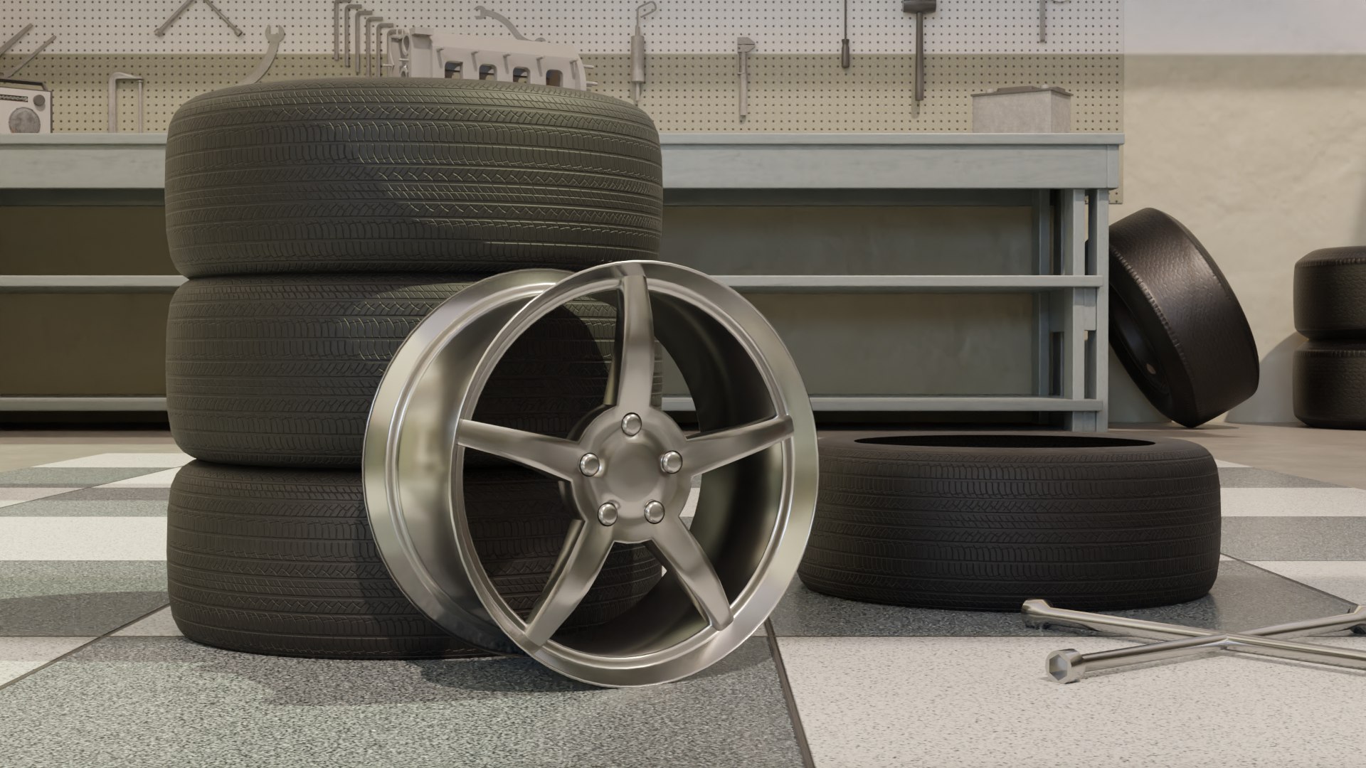 High-Detail Car Wheel For Games And Rendering Low-Poly Model ...