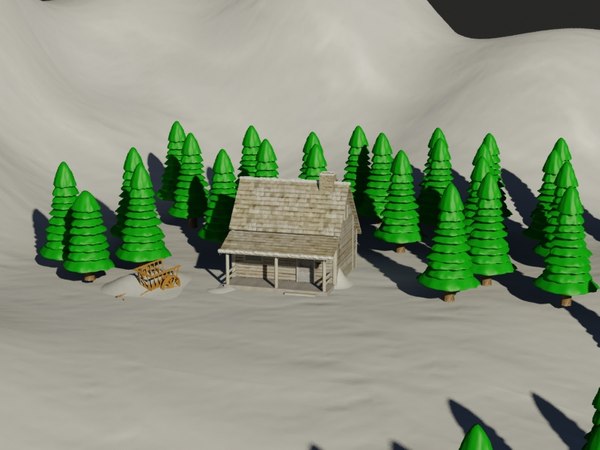 scene snow christmas 3d model