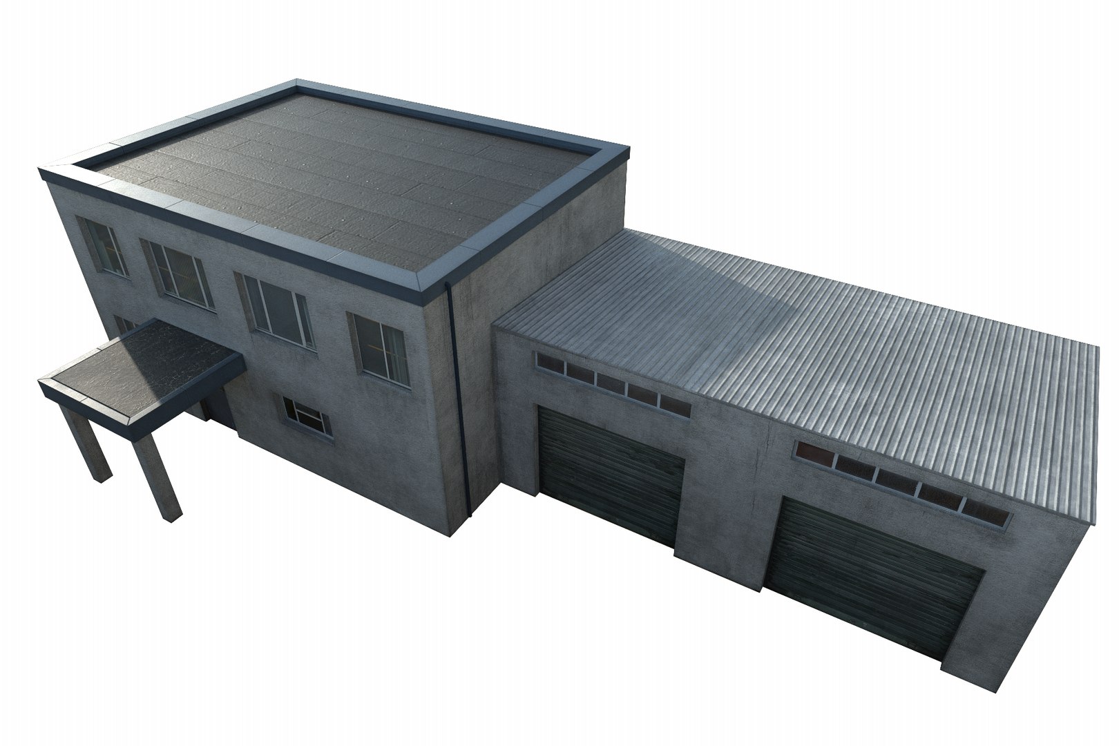 3D Model Lowpoly PBR Game Ready Building With Garage - TurboSquid 2335153