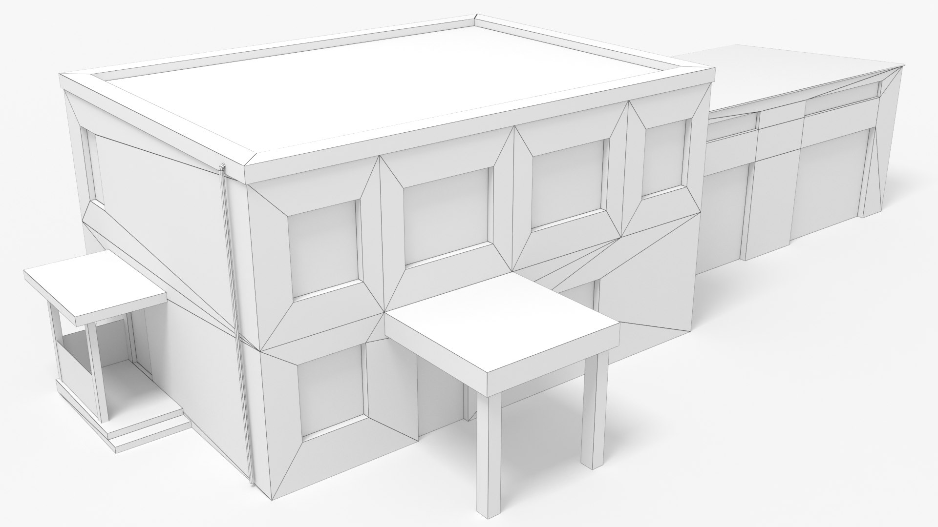 3D Model Lowpoly PBR Game Ready Building With Garage - TurboSquid 2335153