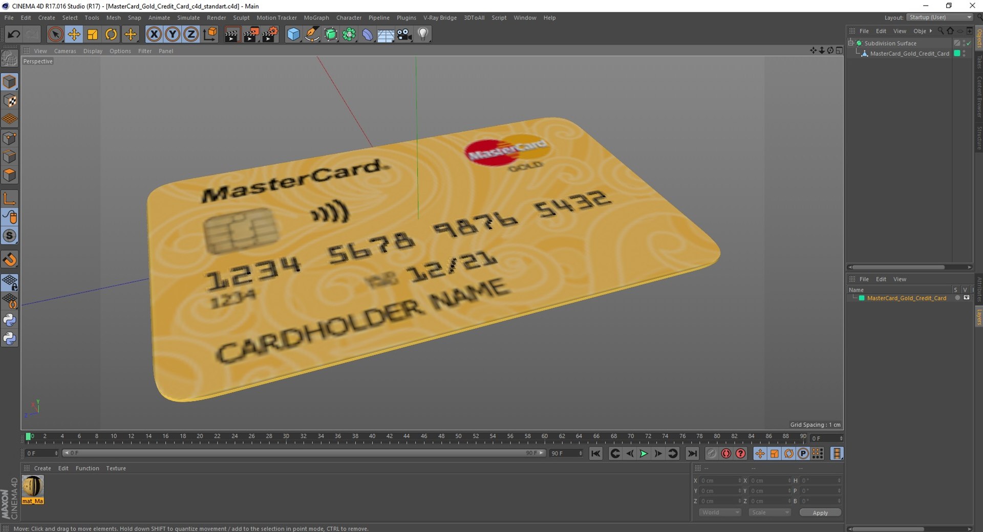 MasterCard Gold Credit Card 3D Model - TurboSquid 2045450
