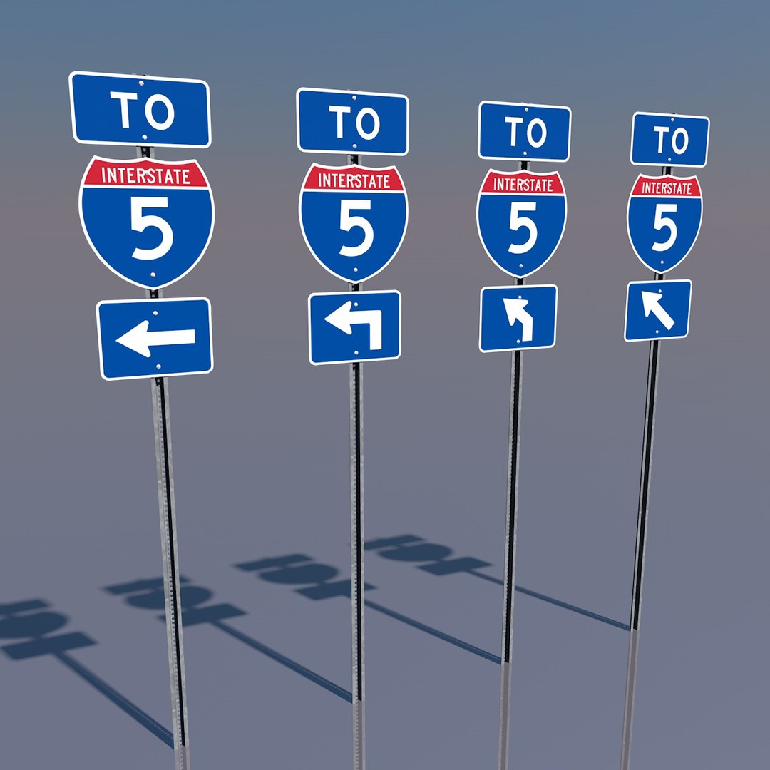 interstate 5 signs california 3d c4d
