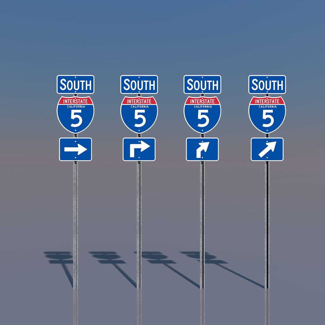 interstate 5 signs california 3d c4d