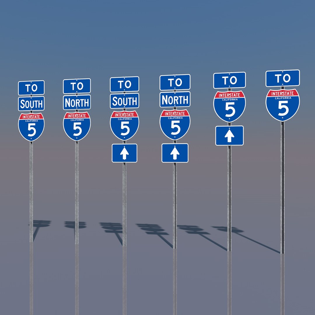 interstate 5 signs california 3d c4d
