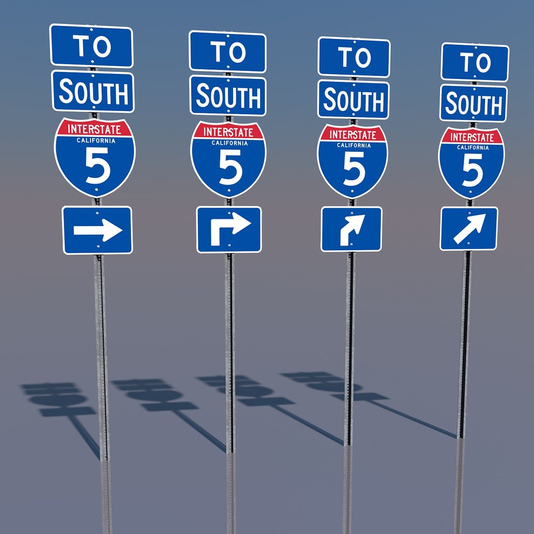 interstate 5 signs california 3d c4d