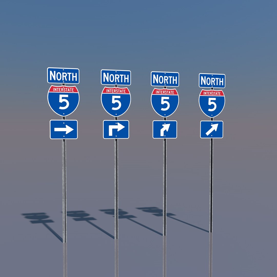 interstate 5 signs california 3d c4d