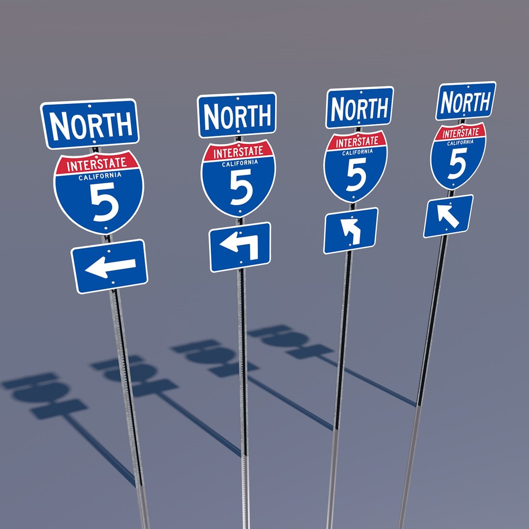 interstate 5 signs california 3d c4d