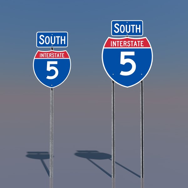 interstate 5 signs california 3d c4d