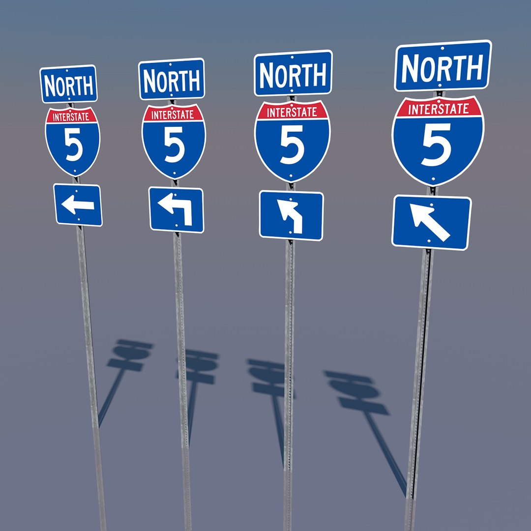 interstate 5 signs california 3d c4d