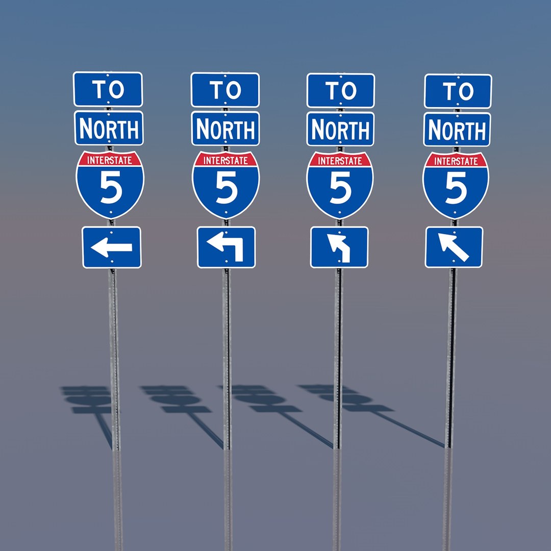 interstate 5 signs california 3d c4d