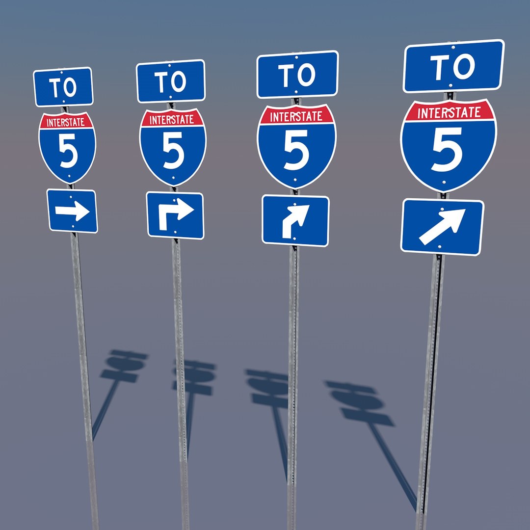interstate 5 signs california 3d c4d