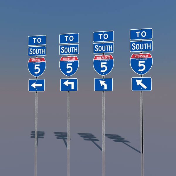 interstate 5 signs california 3d c4d