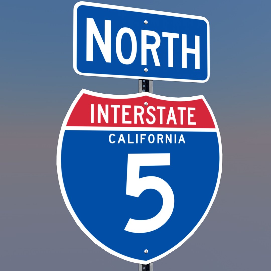 interstate 5 signs california 3d c4d