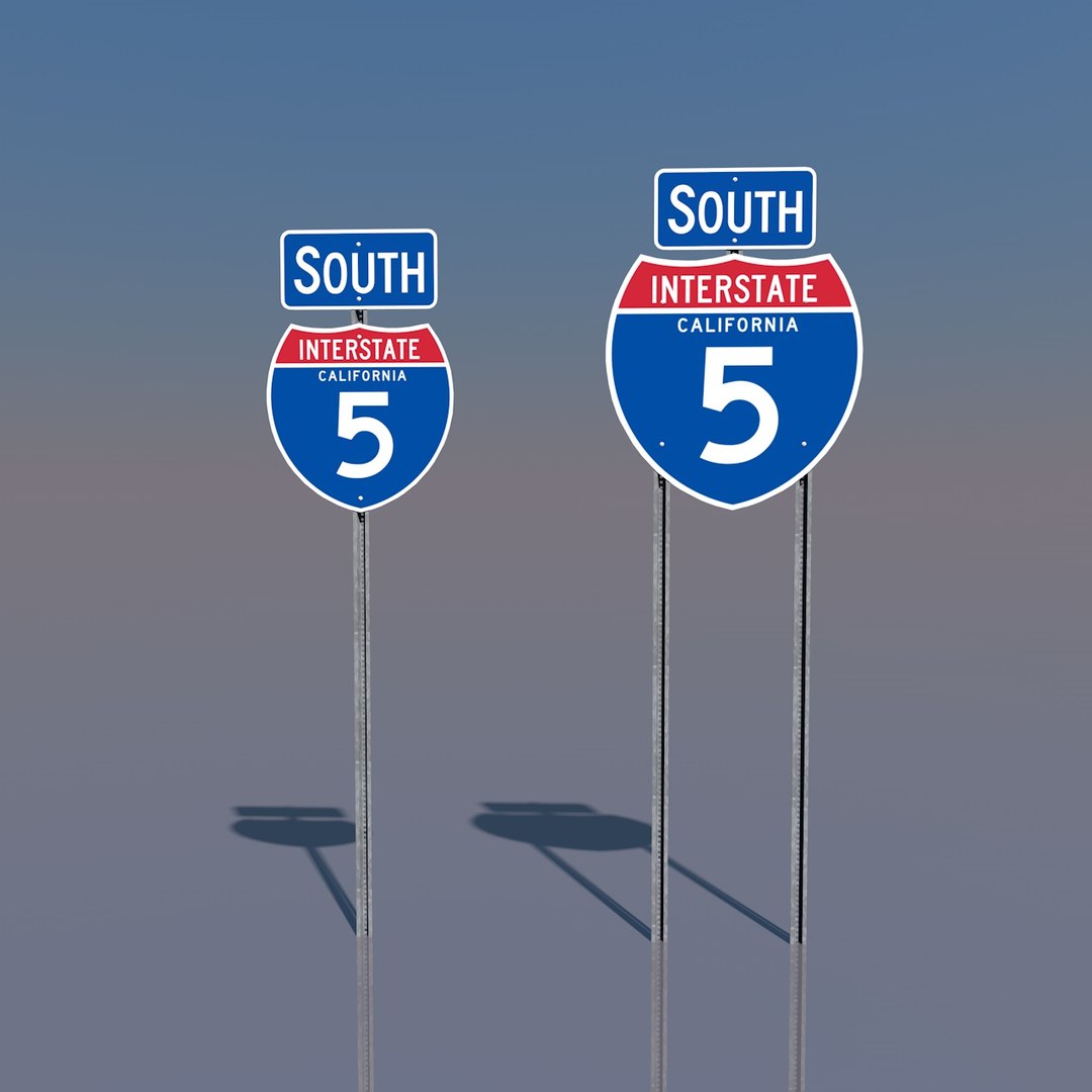 interstate 5 signs california 3d c4d