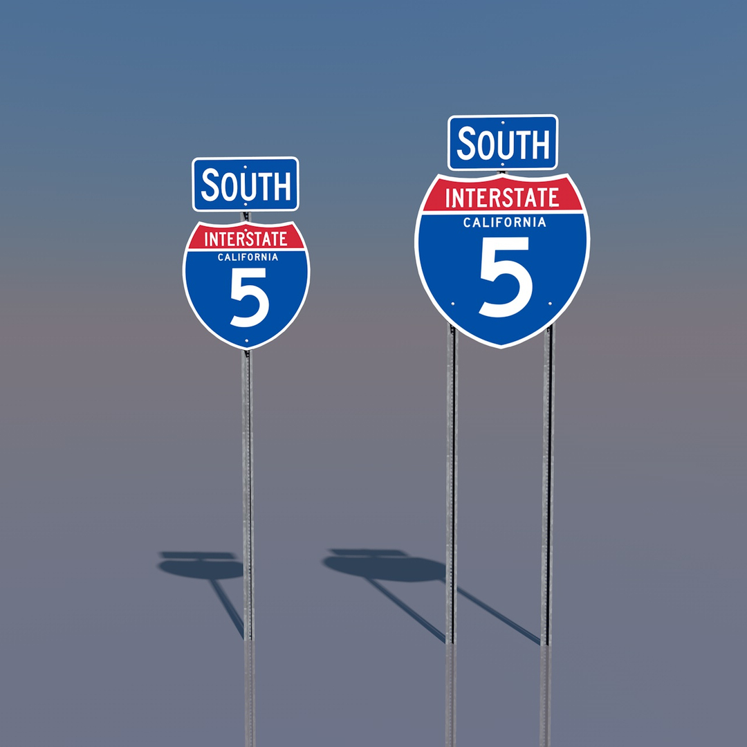interstate 5 signs california 3d c4d